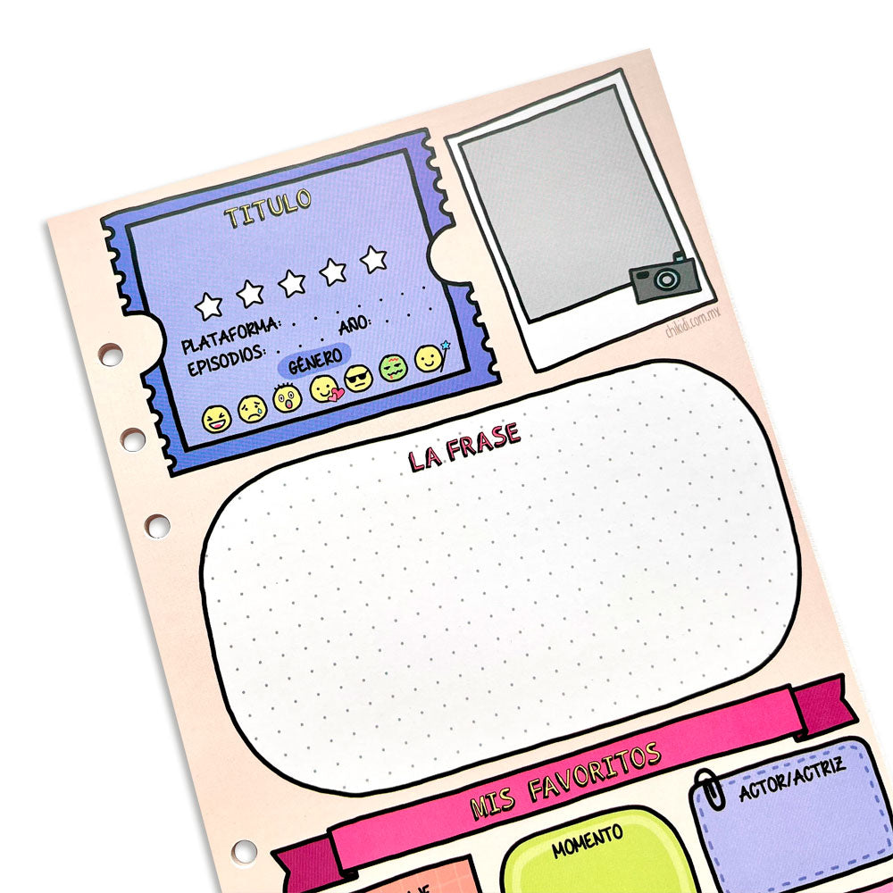 Hojas para Carpeta A5 - Journal Mis Series Favoritas – Chíkidi